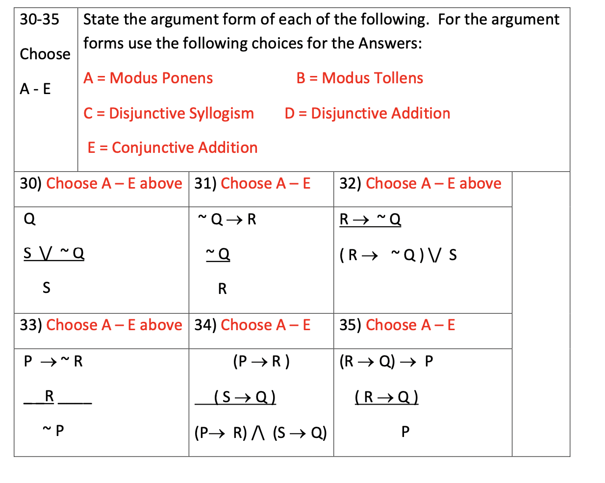 Solved 30-35 State the argument form of each of the | Chegg.com