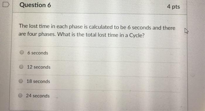 Solved Question 5 4 pts A signalized intersection has a | Chegg.com