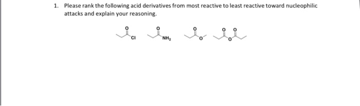 Solved Please rank the following acid derivatives from most | Chegg.com