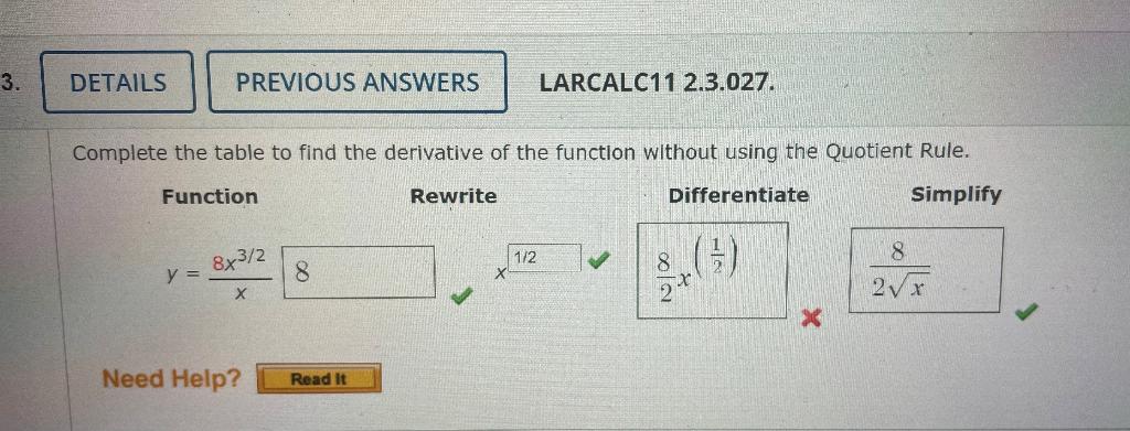 Solved Complete the table to find the derivative of the | Chegg.com