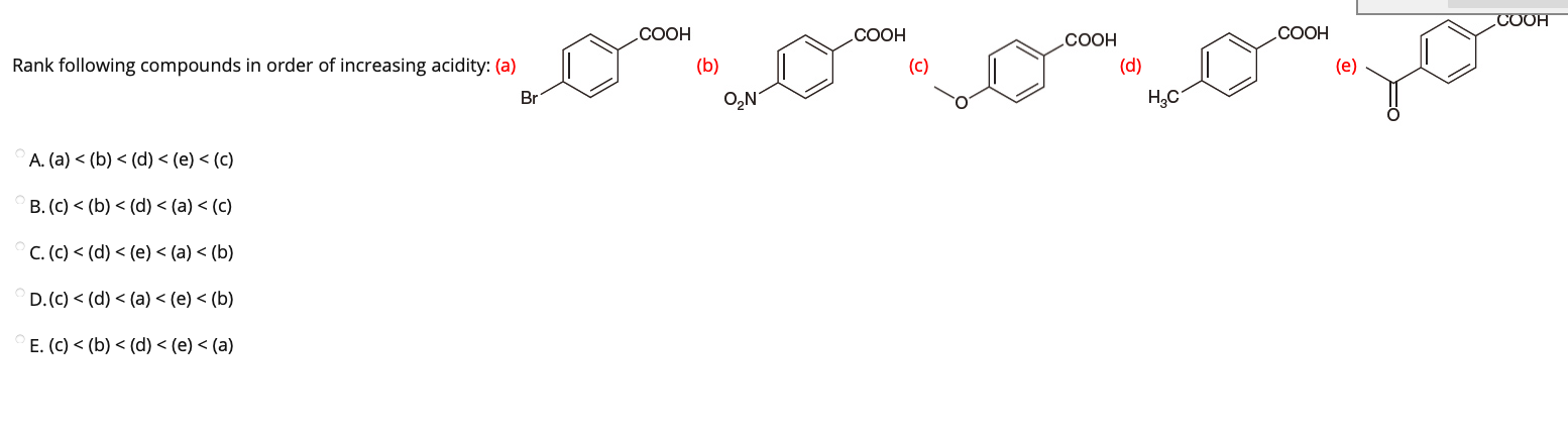 Solved COOH COOH COOH COOH COOH (d) Rank following compounds | Chegg.com