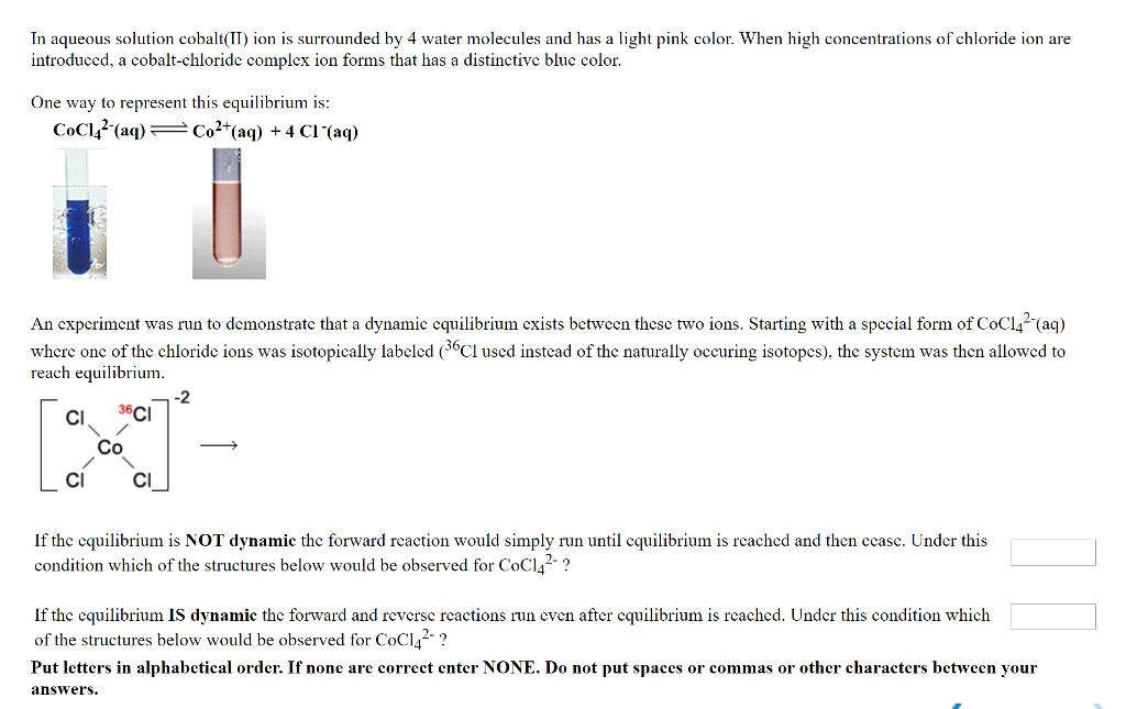 Solved In aqueous solution cobalt(II)ion is surrounded by 4 | Chegg.com