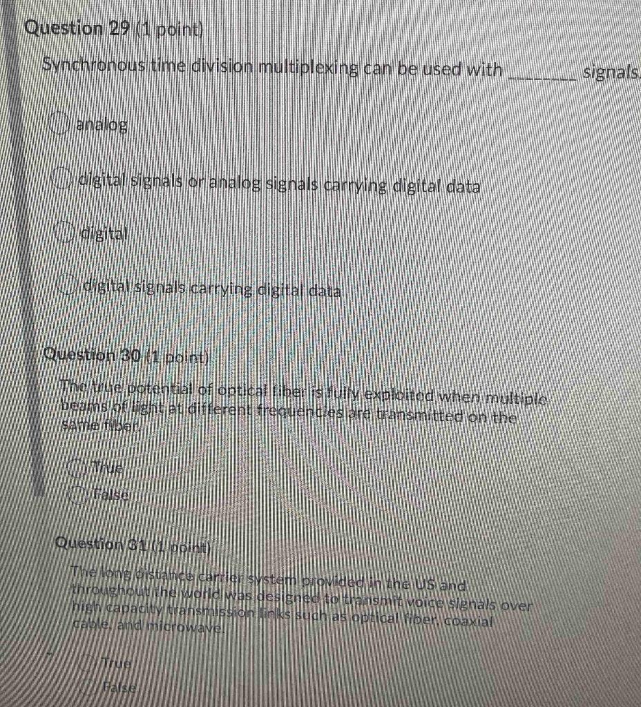 Solved Question 29 (1 point) Synchronous time division | Chegg.com