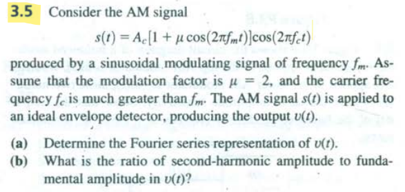Solved 3.5 Consider the AM signal | Chegg.com
