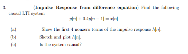 Solved (Impulse Response from difference equation) ﻿Find the | Chegg.com