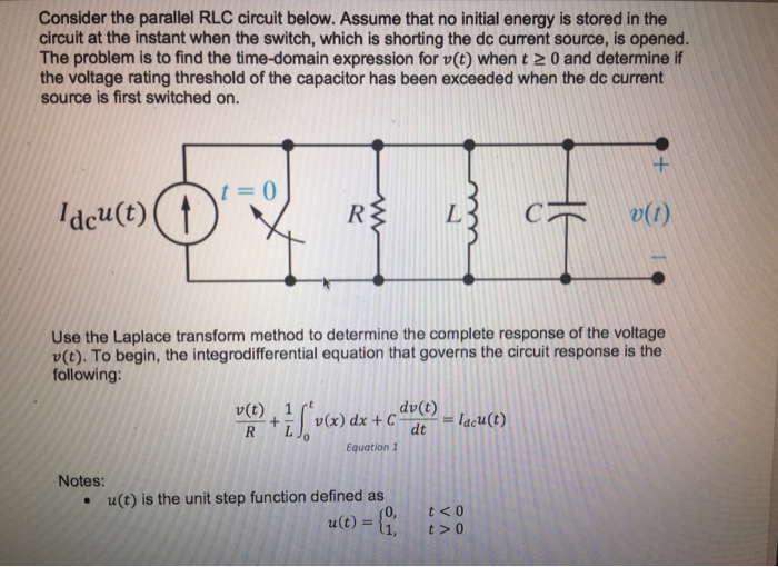 Solved Consider the parallel RLC circuit below. Assume that | Chegg.com