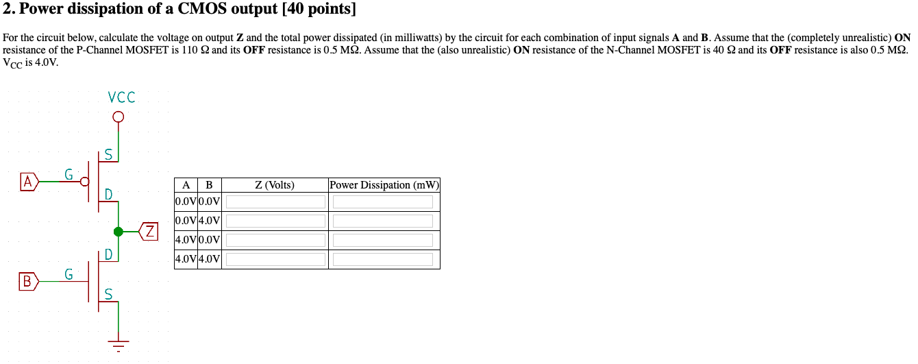 Solved 2. Power dissipation of a CMOS output (40 points] For | Chegg.com