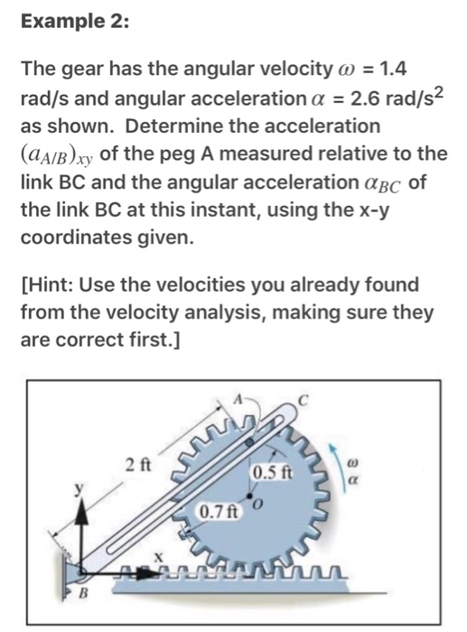 Example 2: The gear has the angular velocity 1.4 | Chegg.com