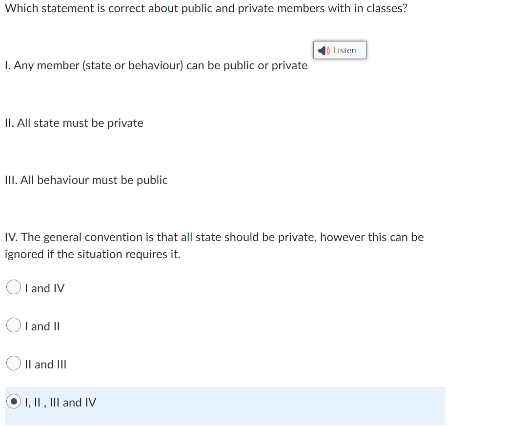 Solved Which statement is correct about public and private | Chegg.com