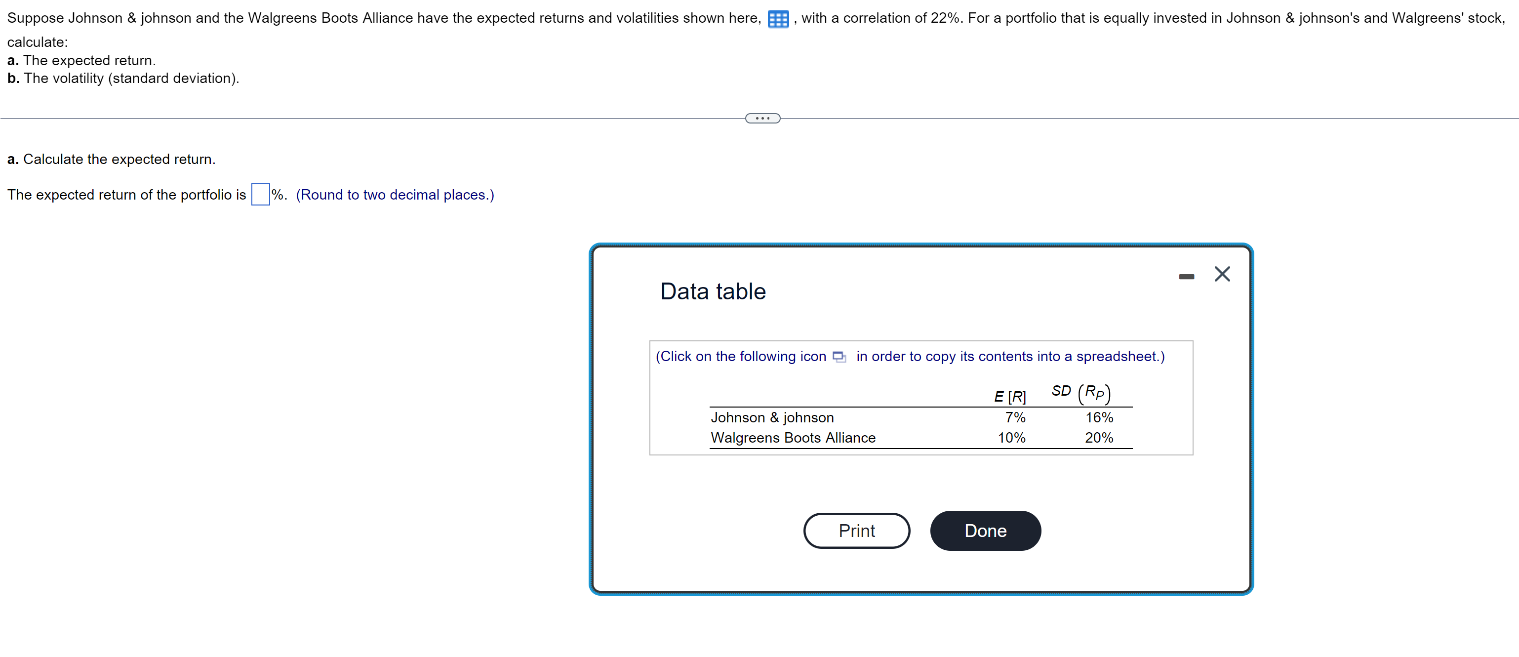 Solved calculate: a. The expected return. b. The volatility | Chegg.com