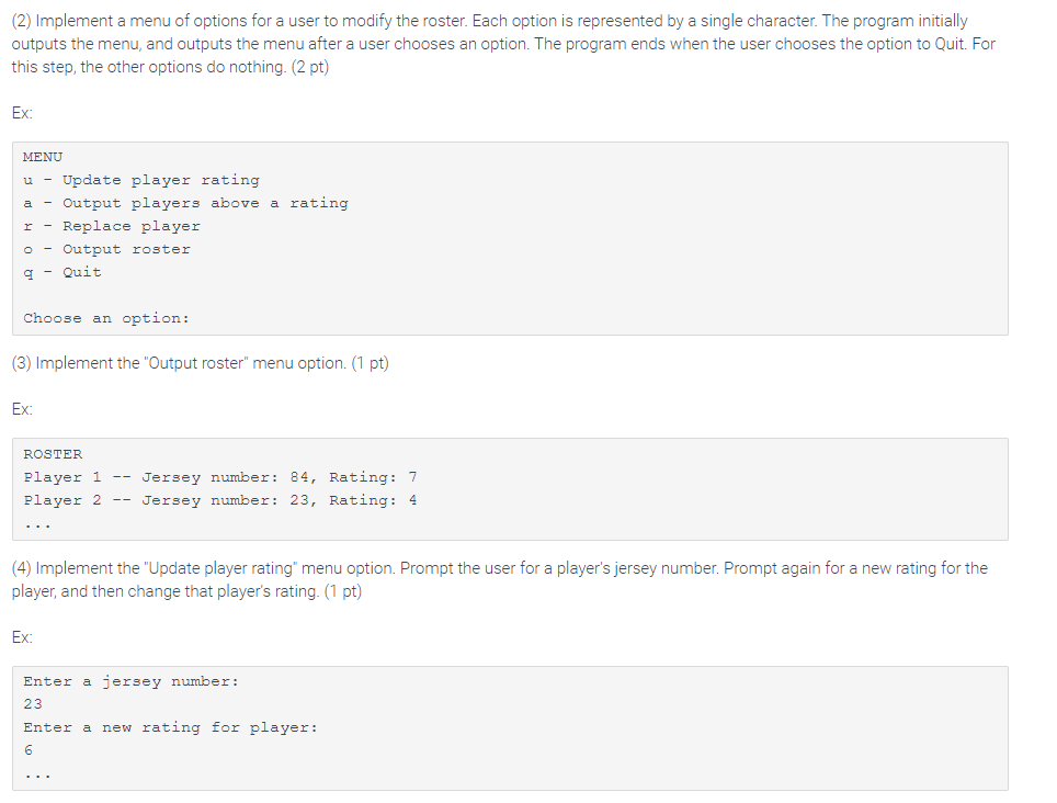 Solved In JAVA: 8.14 LAB*: Program: Soccer team roster This | Chegg.com