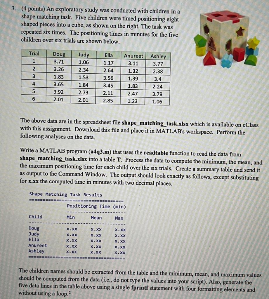 Solved 3. (4 points) An exploratory study was conducted with | Chegg.com