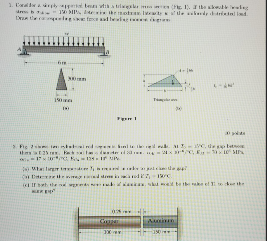 Solved 1. Consider a simply-supported beam with a triangular | Chegg.com