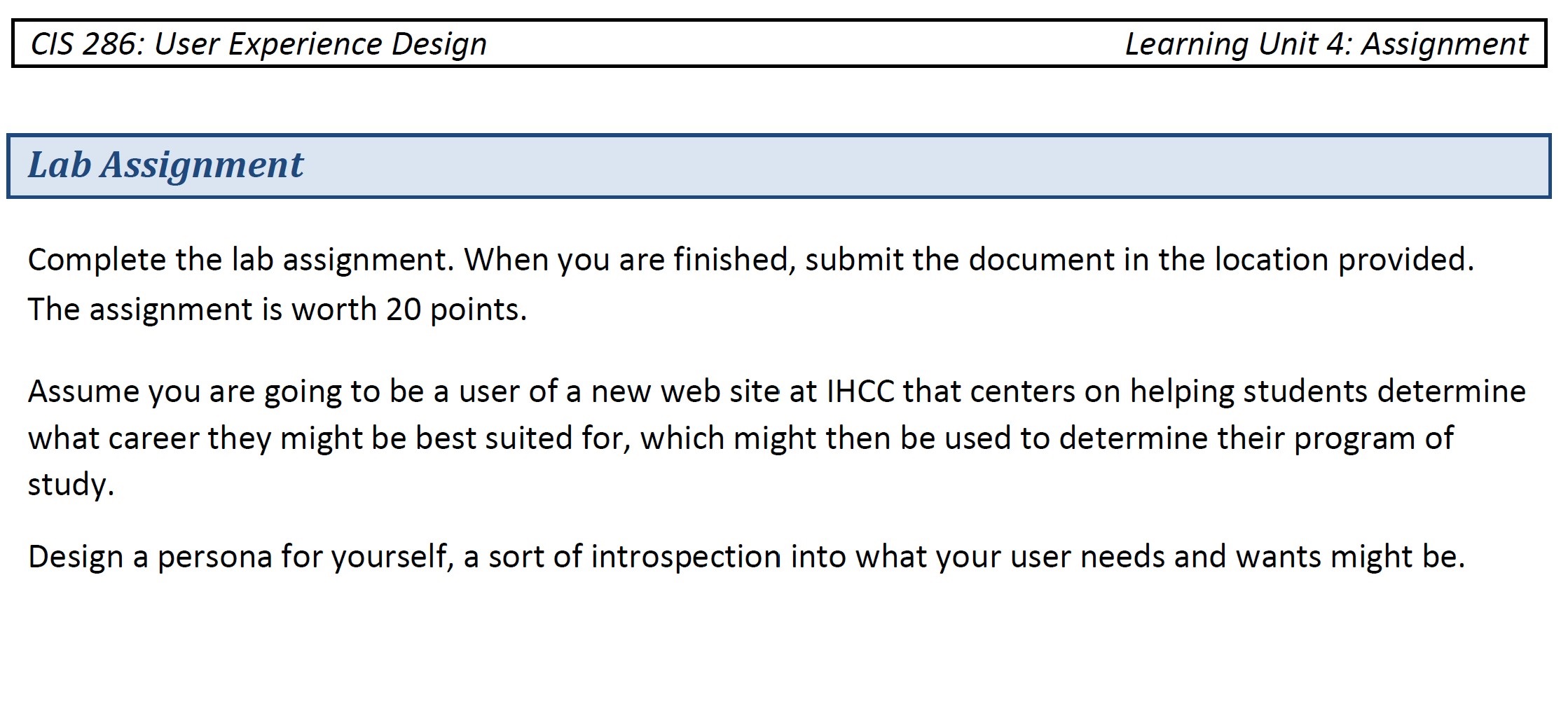 Solved Unit 4 - User Experience Design - Lab Assignment - | Chegg.com