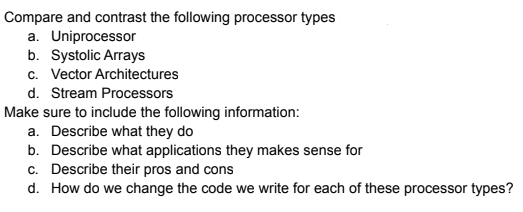 Solved Compare and contrast the following processor types a. | Chegg.com