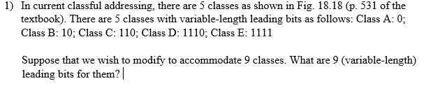 Solved 1) In current classful addressing, there are 5 | Chegg.com