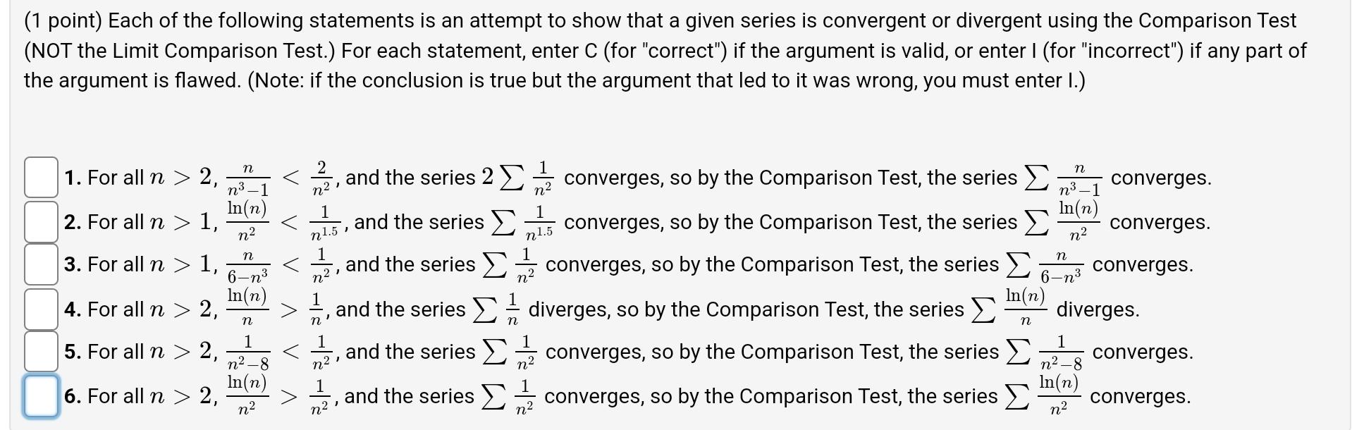 Solved (1 point) Each of the following statements is an | Chegg.com