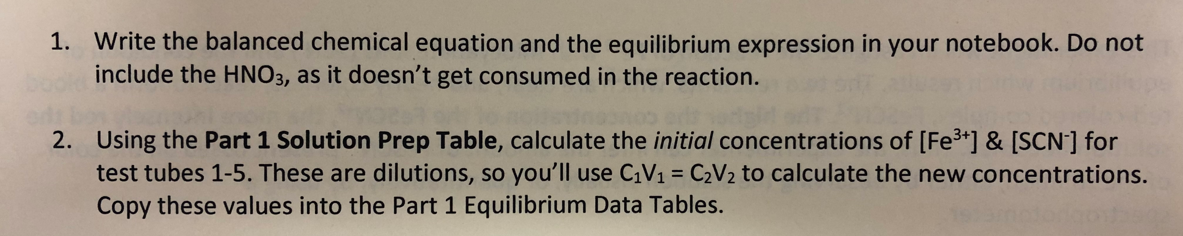 Solved Part I - STANDARDS Solution Prep Table #1 (all | Chegg.com