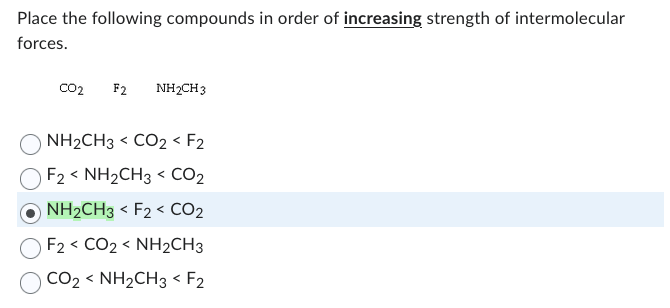 Solved Place the following compounds in order of increasing | Chegg.com