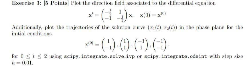Exercise 3: [5 Points] Plot the direction field | Chegg.com