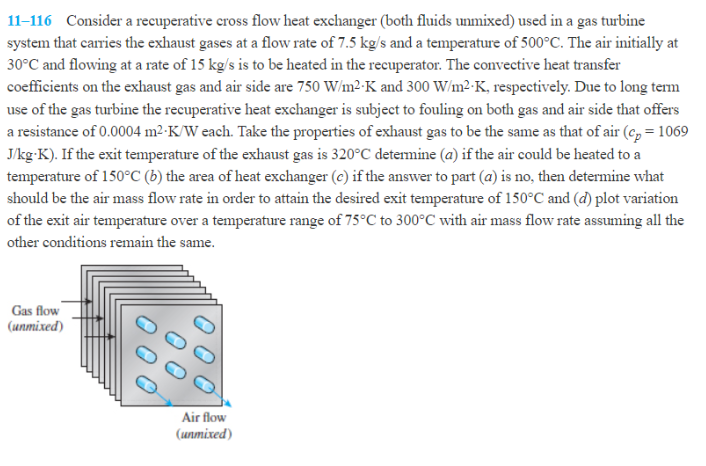 Solved 11-116 Consider a recuperative cross flow heat | Chegg.com