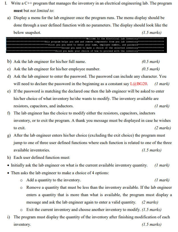 Solved 1. Write a C++ program that manages the inventory in | Chegg.com