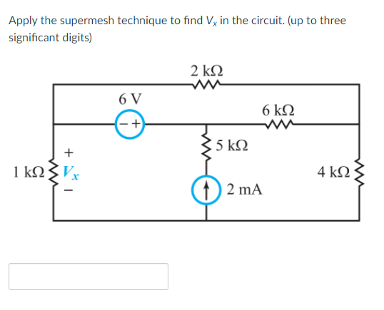 Solved Apply the supermesh technique to find Vx in the | Chegg.com
