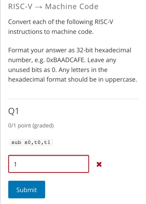 RISC-V Machine Code Convert each of the following | Chegg.com RISC-V Machine Code Convert each of the following | Chegg.com