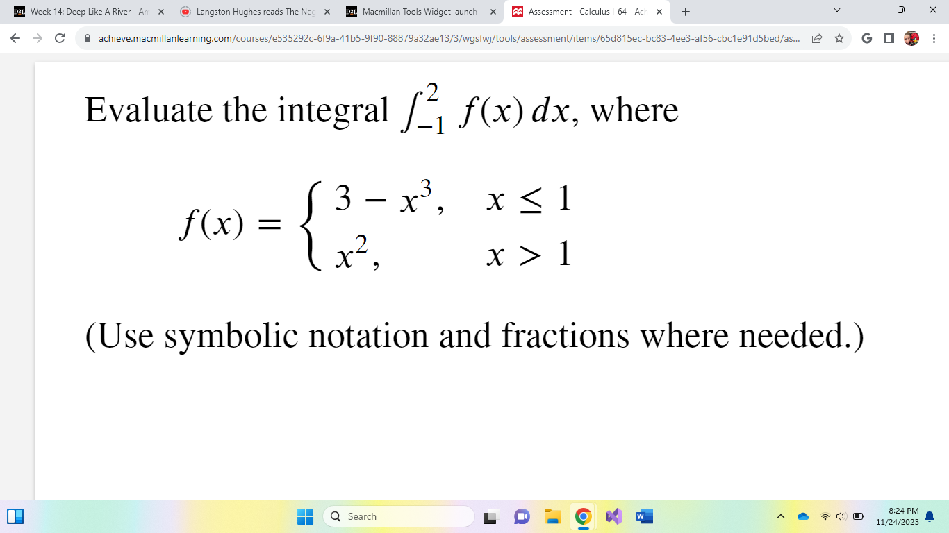 Solved Evaluate the integral ∫-12f(x)dx, | Chegg.com