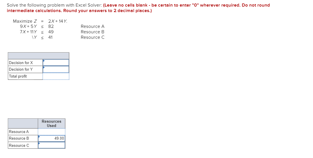 Solved Solve the following problem with Excel Solver: (Leave | Chegg.com