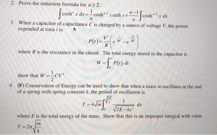Solved 2. Prove the reduction formula for n2 2: cosh" x | Chegg.com