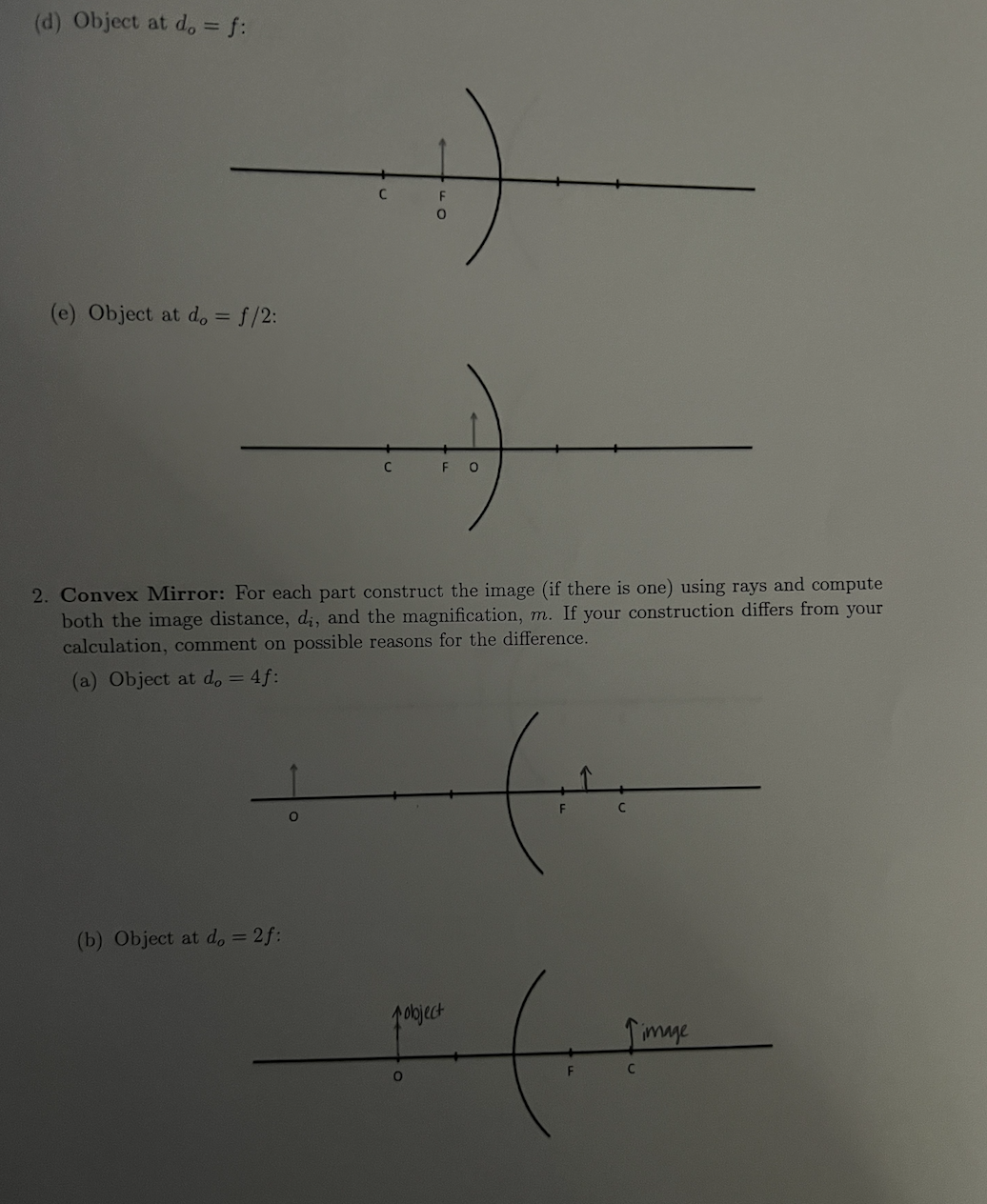 Solved Concave Mirror Parts d&c: For Each Part Construct The | Chegg.com