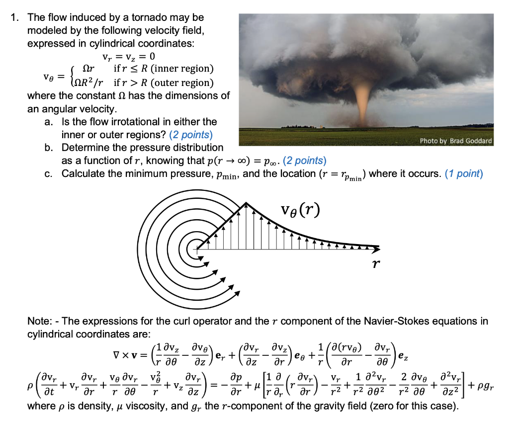 Solved 1. The flow induced by a tornado may be modeled by | Chegg.com
