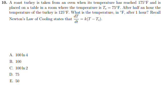 Solved 0. A roast turkey is taken from an oven when its | Chegg.com