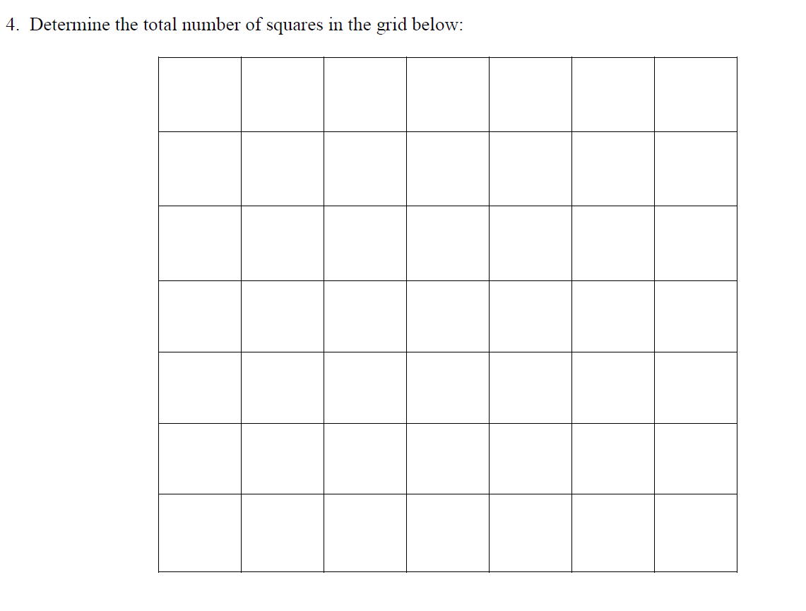 Solved 4. Determine the total number of squares in the grid | Chegg.com