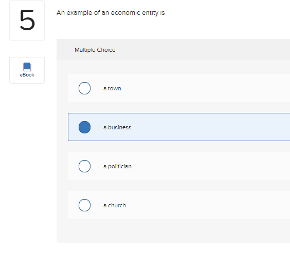 Solved An example of an economic entity is 5 Multiple Choice | Chegg.com