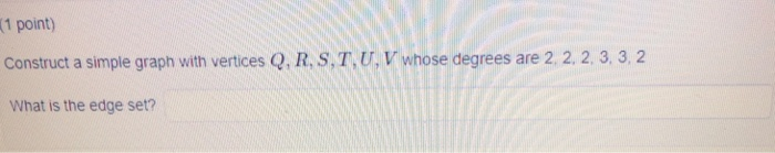 Solved (1 point) Construct a simple graph with vertices Q, | Chegg.com