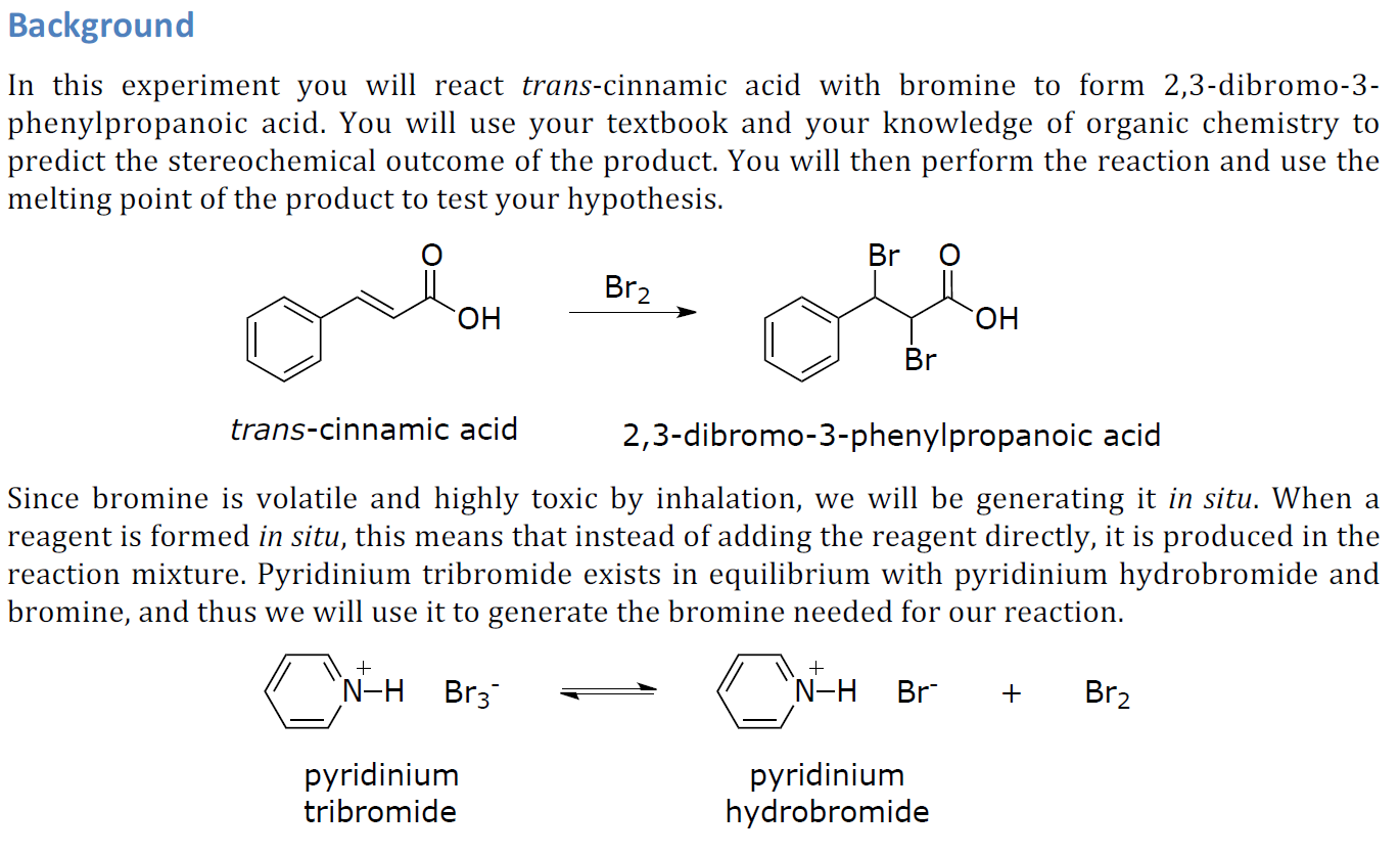 Solved In this experiment you will react trans-cinnamic acid | Chegg.com