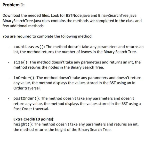 Solved Code In Java Please Required Codes Bstnode 