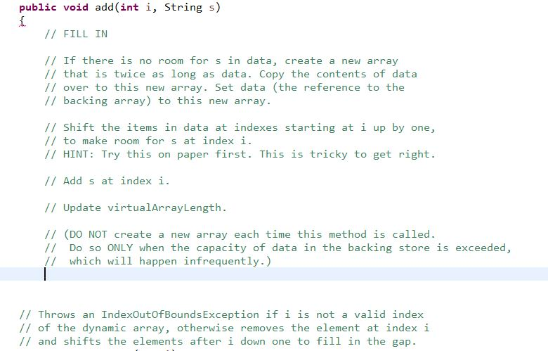 Solved public void remove(int i) // FILL IN // DO NOT | Chegg.com