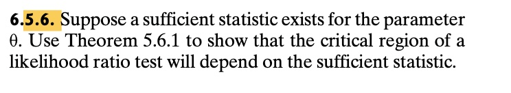 Solved 6.5.6. Suppose a sufficient statistic exists for the | Chegg.com