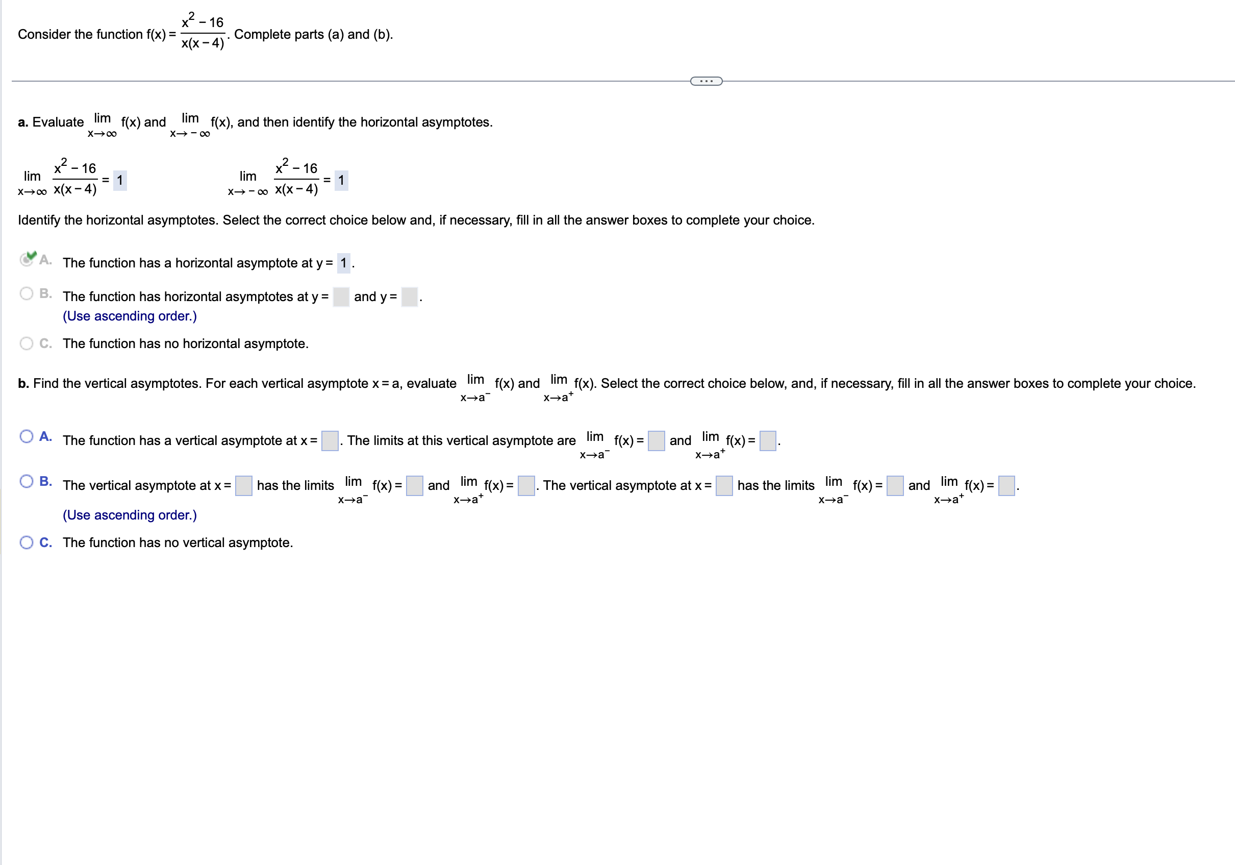 Solved Consider the function f(x)=x2-16x(x-4). ﻿Complete | Chegg.com