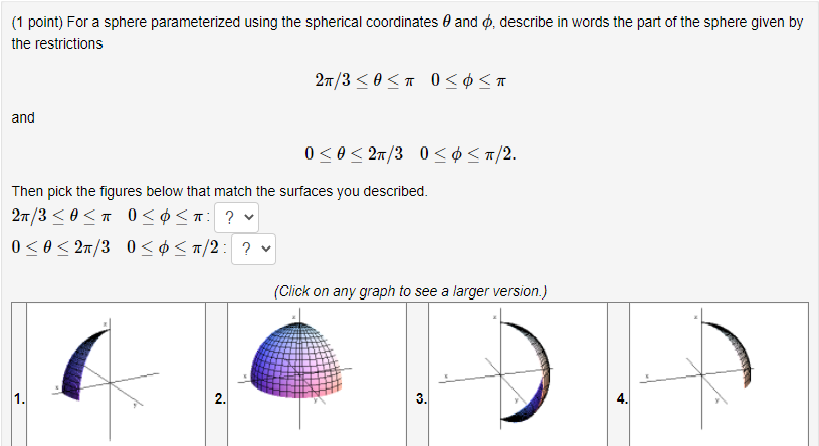 Solved (1 point) For a sphere parameterized using the | Chegg.com