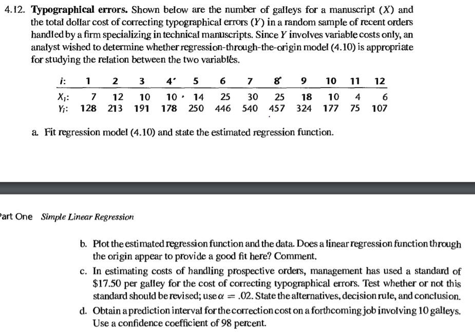 Solved 4.12. Typographical errors. Shown below are the | Chegg.com