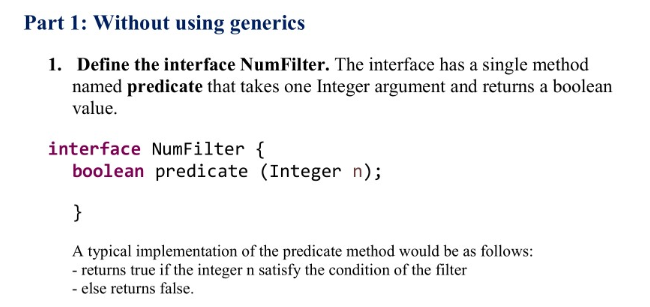 Solved Part 1: Without using generics 1. Define the | Chegg.com