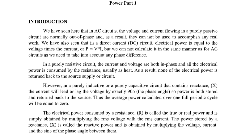 Solved Power Part 1 INTRODUCTION We have seen here that in | Chegg.com