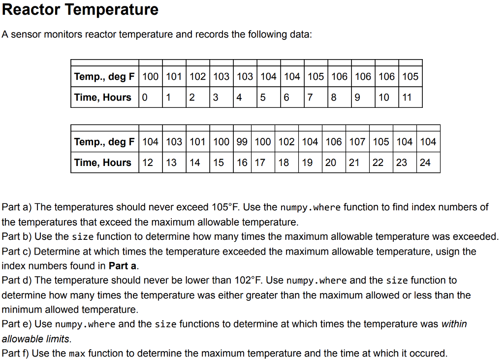 Reactor Temperature A sensor monitors reactor | Chegg.com