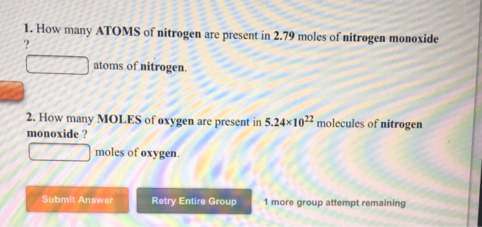 Solved How many ATOMS of nitrogen are present in 2.79 moles | Chegg.com