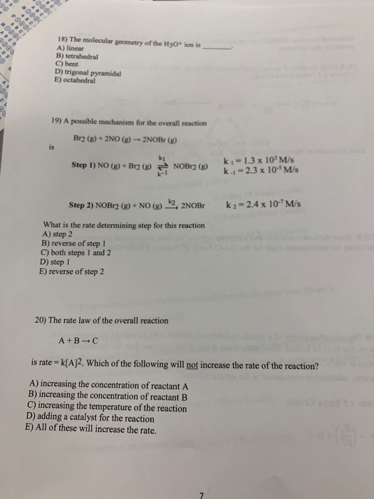Solved 18) The molecular geometry of the H30+ ion is_ A) | Chegg.com