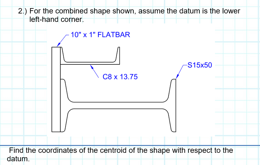 Solved 2.) For the combined shape shown, assume the datum is | Chegg.com